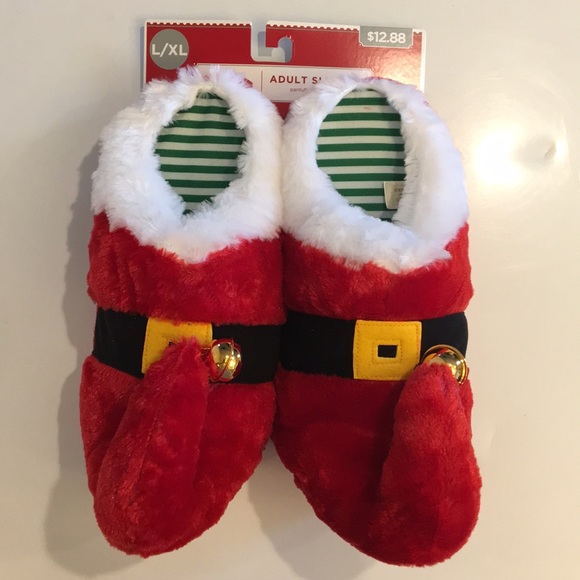 Holiday Time | Shoes | Christmas Elf Adult Slippers Lxl 91 Red Bells ...